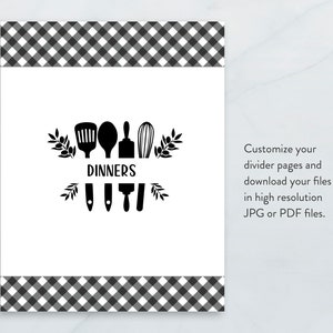 Printable Kitchen Recipe Binder Cover Page, Editable Spines and ...