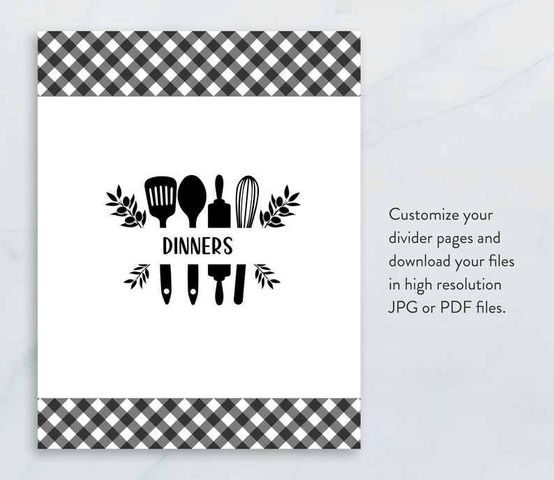 Printable Kitchen Recipe Binder Cover Editable Cookbook - Etsy