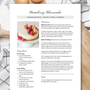 Recipe Template With Sript Font, Printable Recipe Page, Elegant Recipe ...