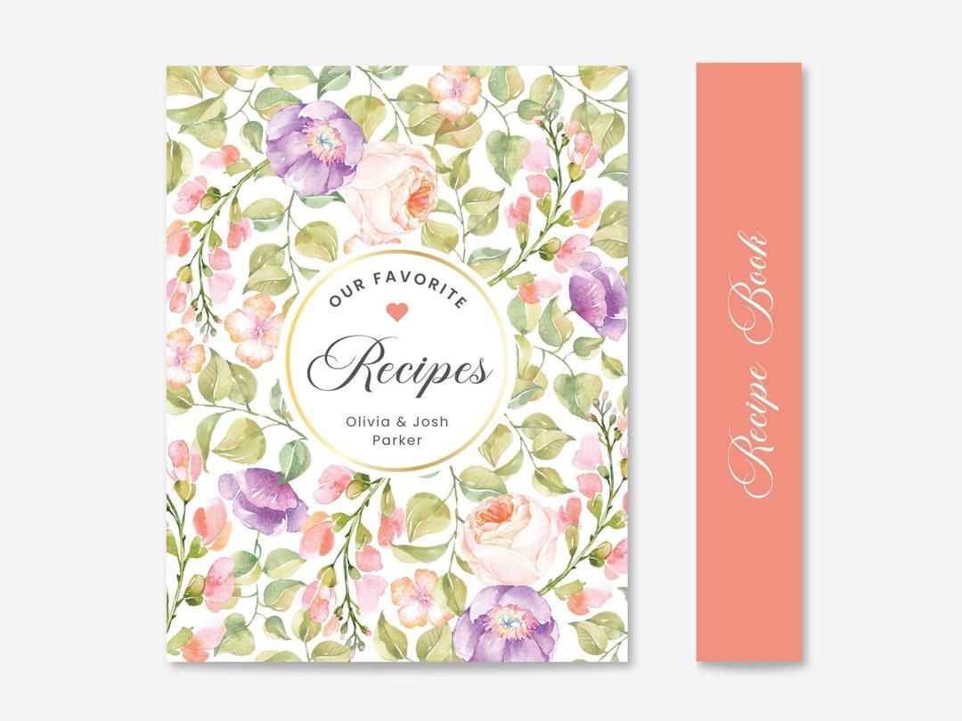 Printable Floral Recipe Binder Cover, Editable Recipe Template Cover ...