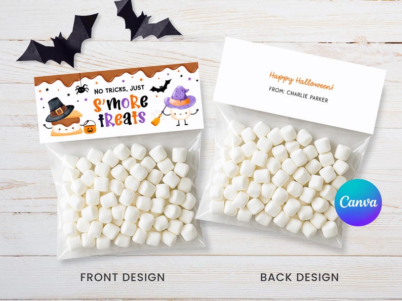 Printable Halloween S'mores Treat Tag & Topper, No Tricks Just S'more ...