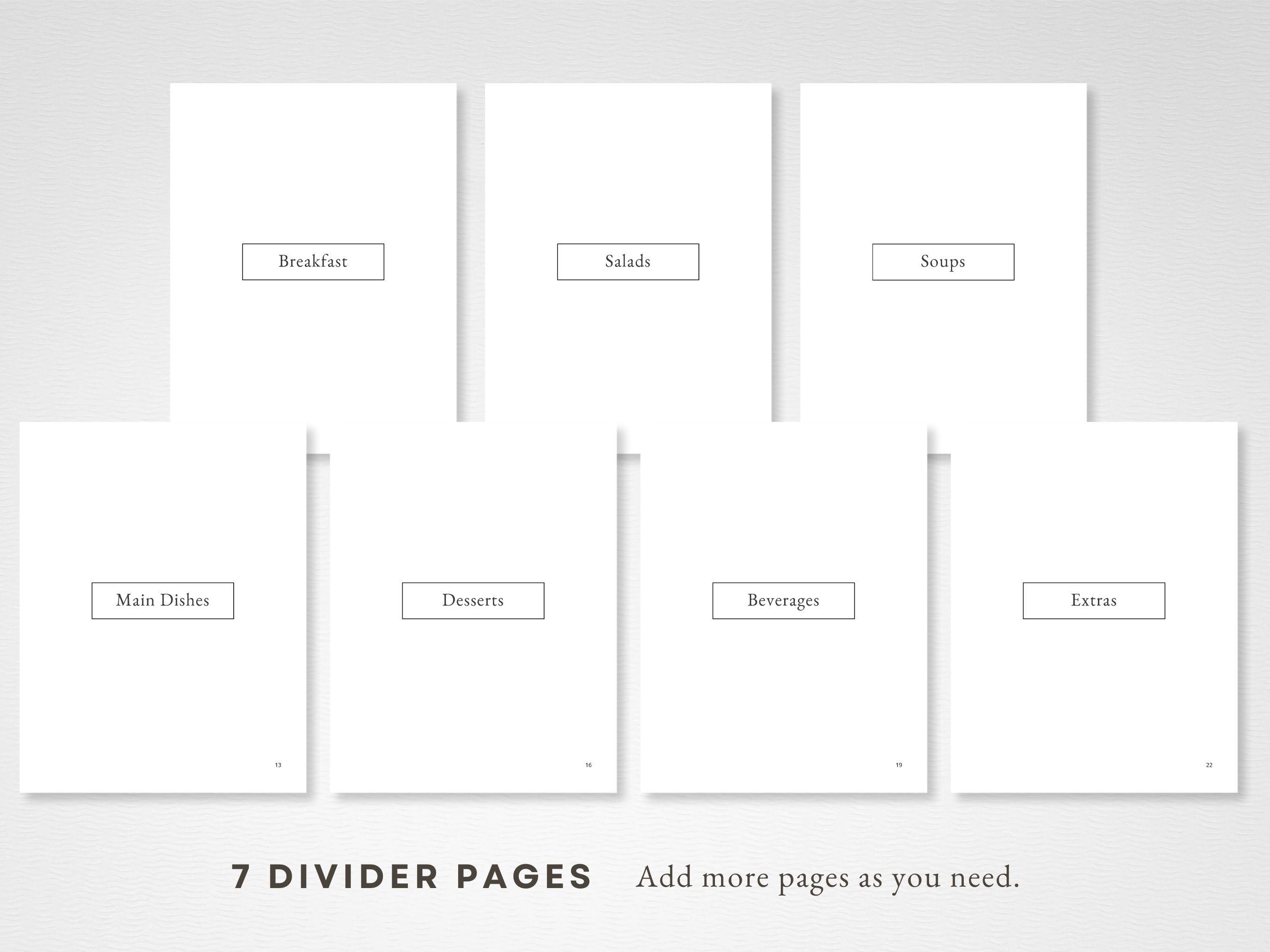 Editable Cookbook MS Word Template Classic Style, Printable Recipe Book Binder Kit, Kitchen ...