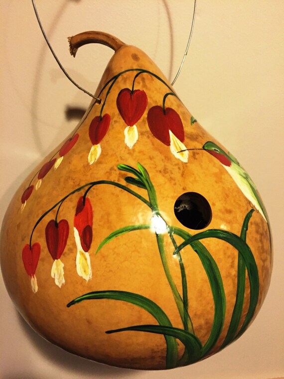 Hand Painted Gourd Birdhouse Hummingbird Home & Living Feeders ...