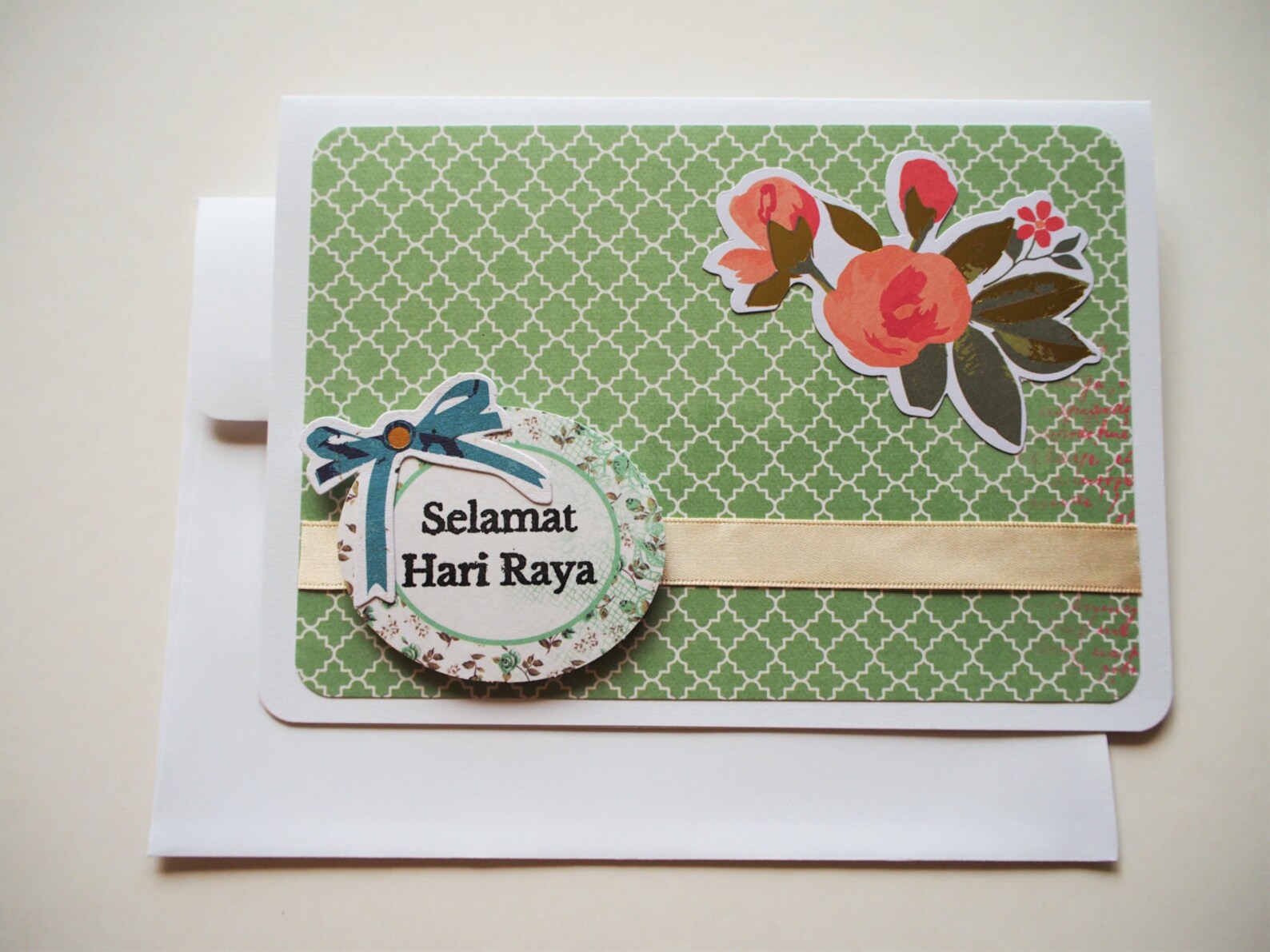 Selamat Hari Raya Modern Greeting Card in Shades of Green Eid - Etsy