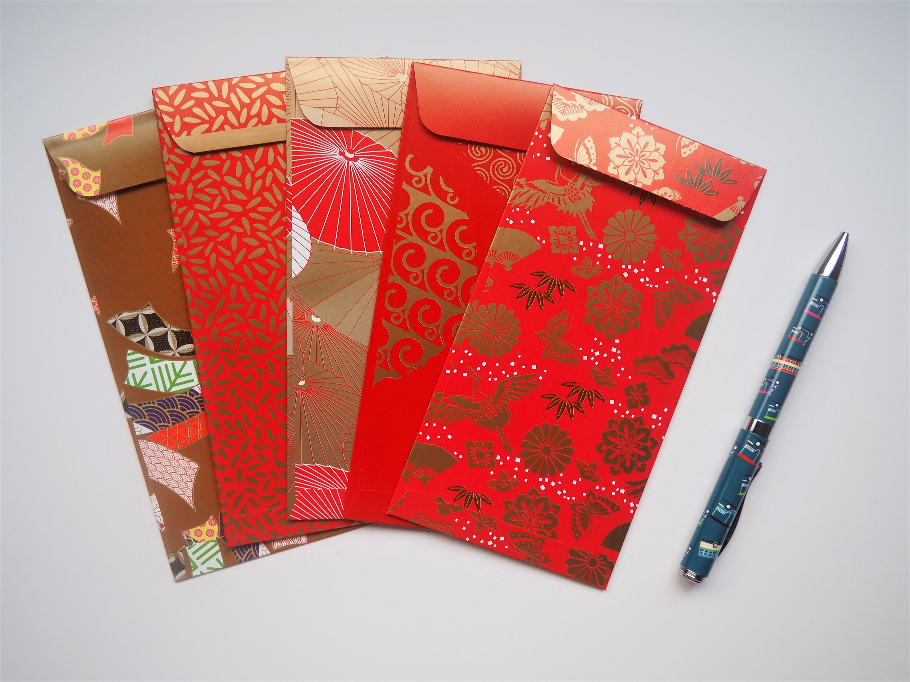 Glossy Red and Gold Chinese Money Envelopes for Lunar New Year and ...