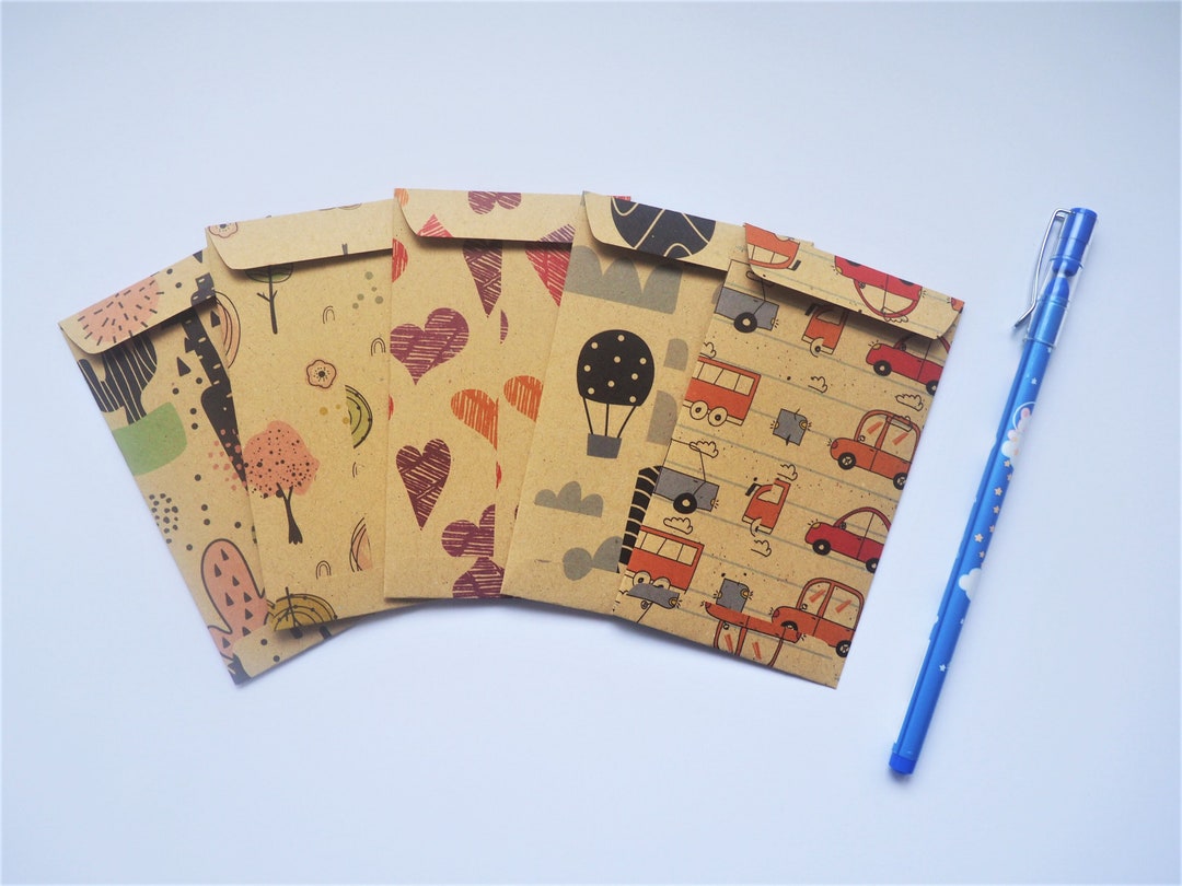 Fun and Colourful Kraft Money Envelopes for Kids--set of 5 for Eid ...