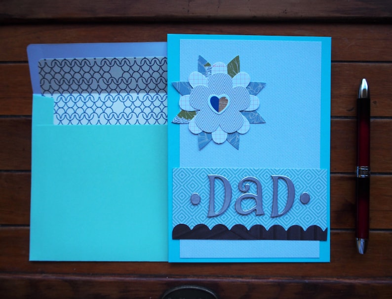 Father's Day Card, Birthday Card for Dad in Shades of Blue and White ...
