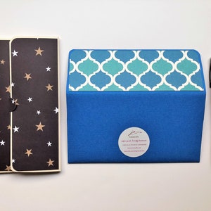 Gold Stars and Blue Tiles Long Money Envelopes--set of 2 for Christmas ...