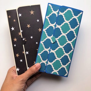 Gold Stars and Blue Tiles Long Money Envelopes--set of 2 for Christmas ...