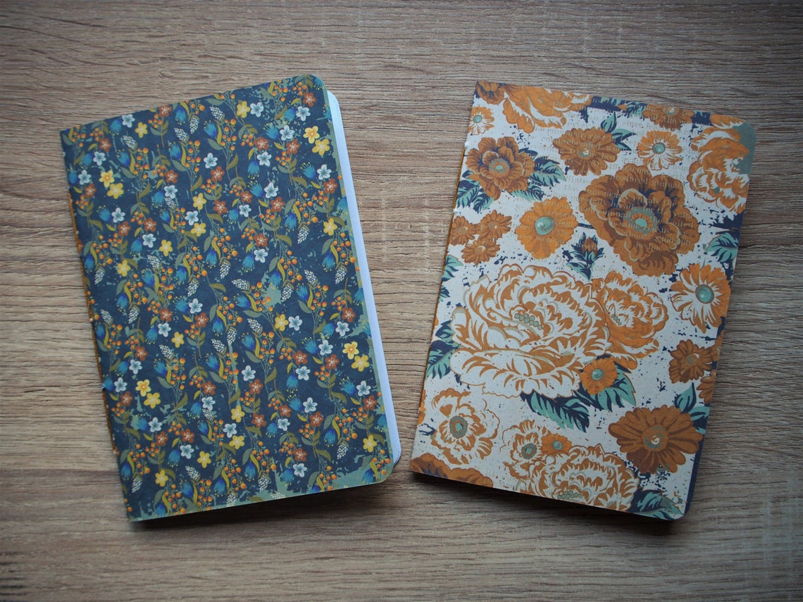 Rustic Botanical Notebooks With Double-sided Covers in Blue and ...