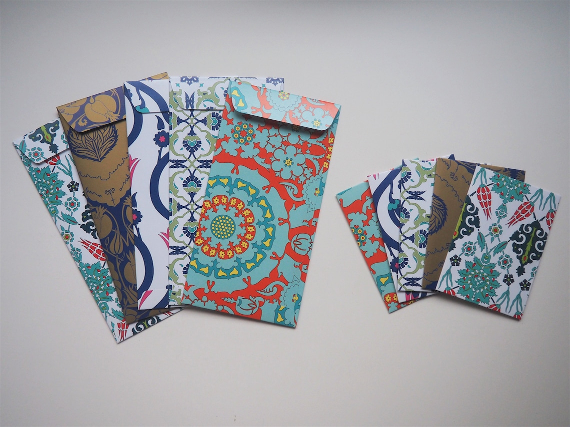 Delicate Blue Turkish Patterns Money Envelopes for Eidset of | Etsy