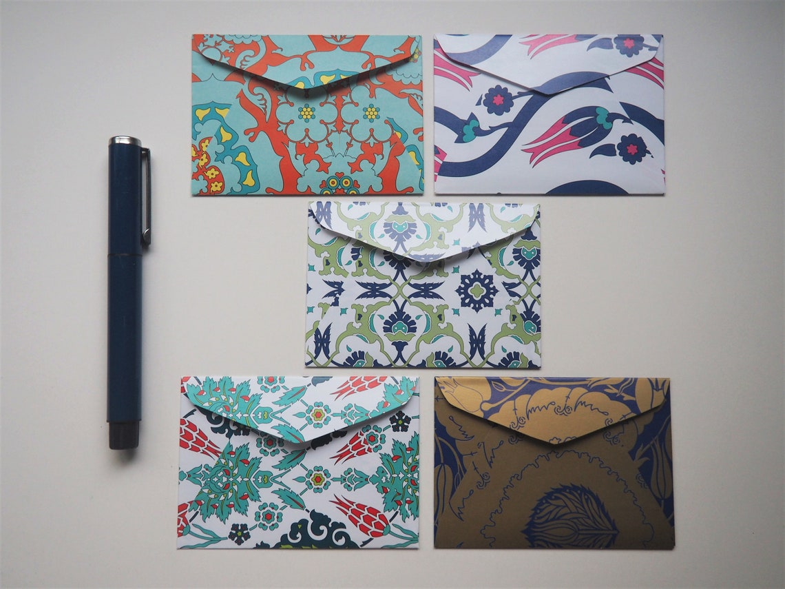 Delicate Blue Turkish Patterns Money Envelopes for Eidset of | Etsy