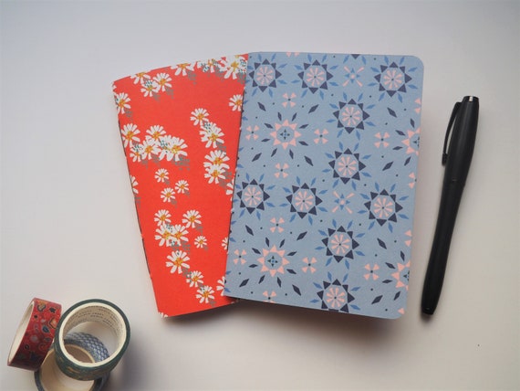 Pretty Little Floral Motifs Notebooks in Red and Blue Set of - Etsy