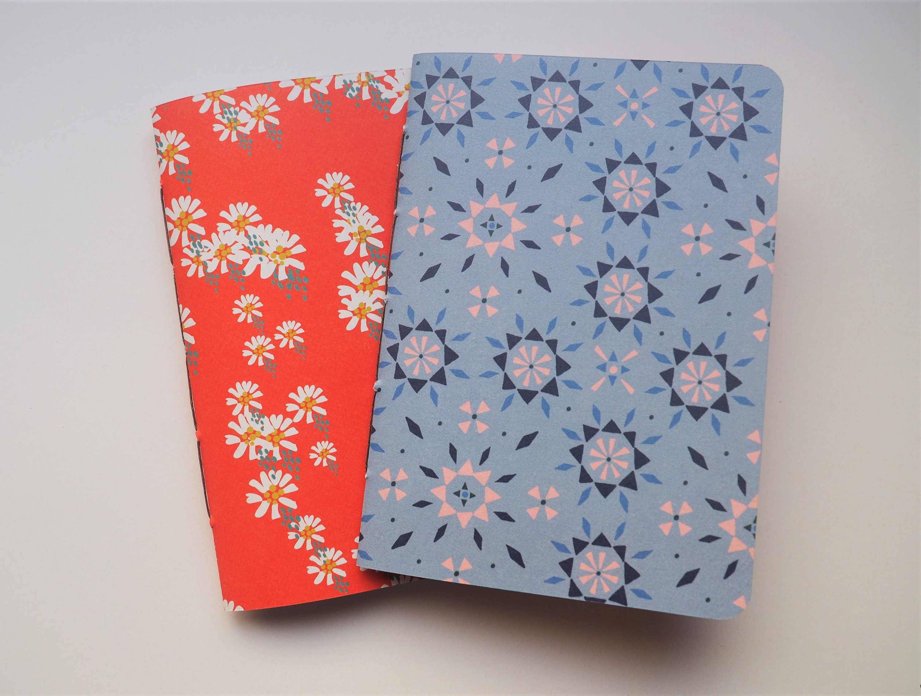 Pretty Little Floral Motifs Notebooks in Red and Blue Set of 2--for ...