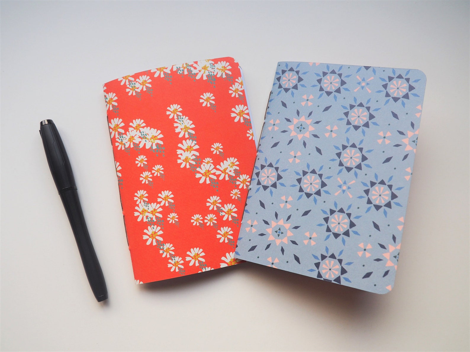 Pretty Little Floral Motifs Notebooks in Red and Blue Set of - Etsy