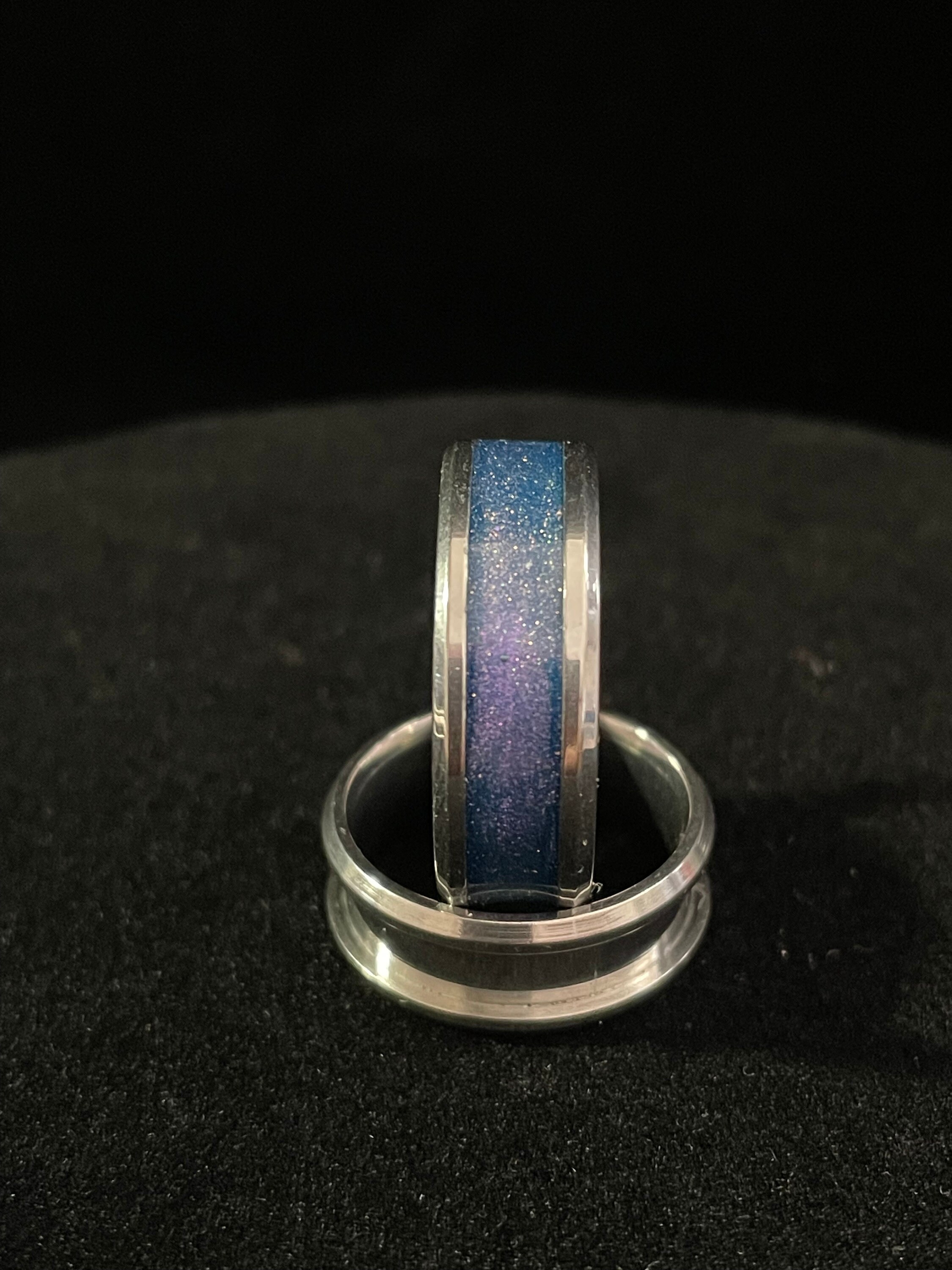Color Shift Resin Inlay Ring Stainless Steel Band - Etsy