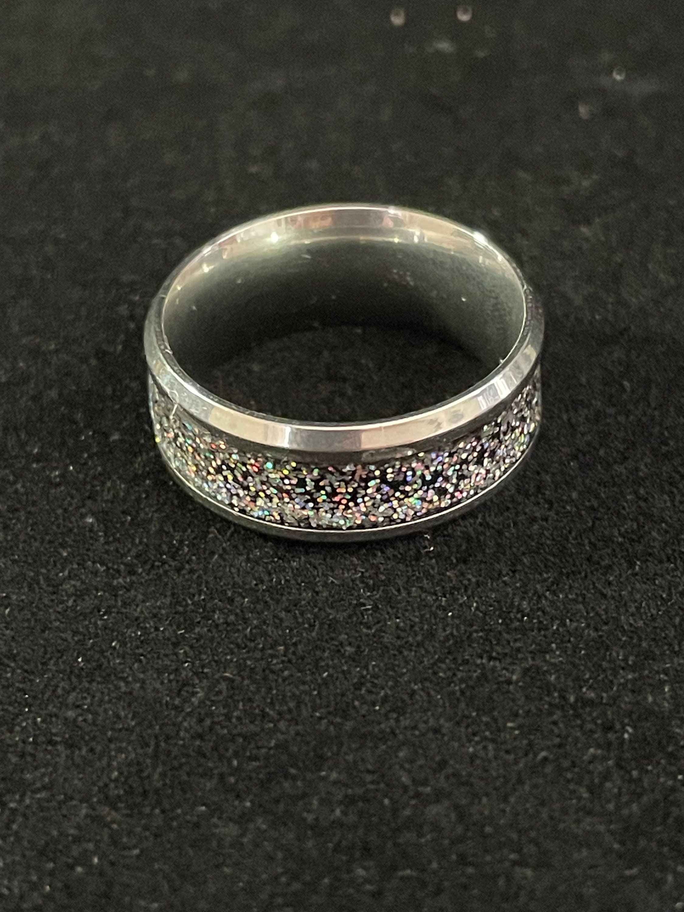 Black Holographic Inlay Ring, Holographic Inlay Ring, Resin Inlay ...