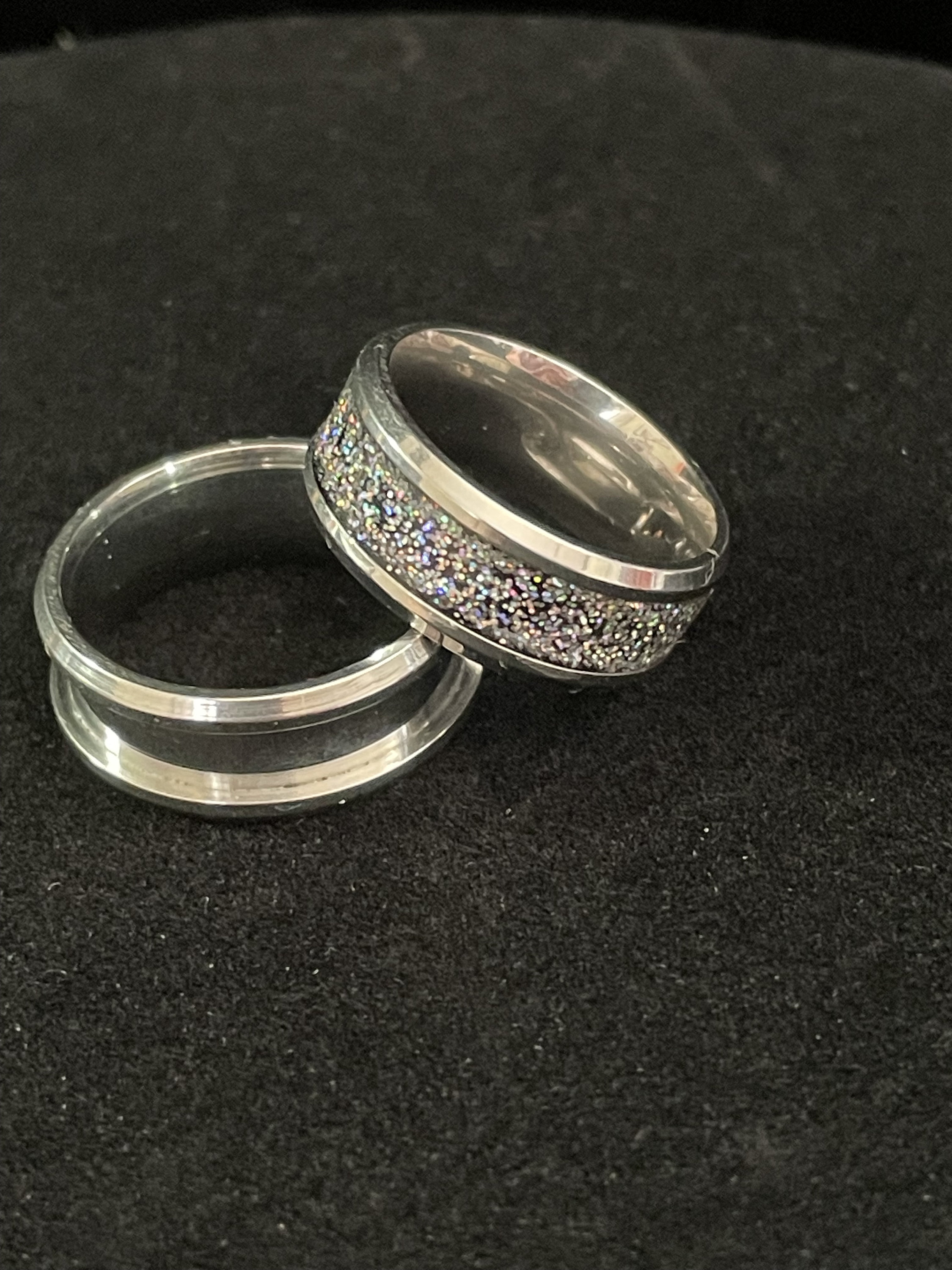 Black Holographic Inlay Ring, Holographic Inlay Ring, Resin Inlay ...