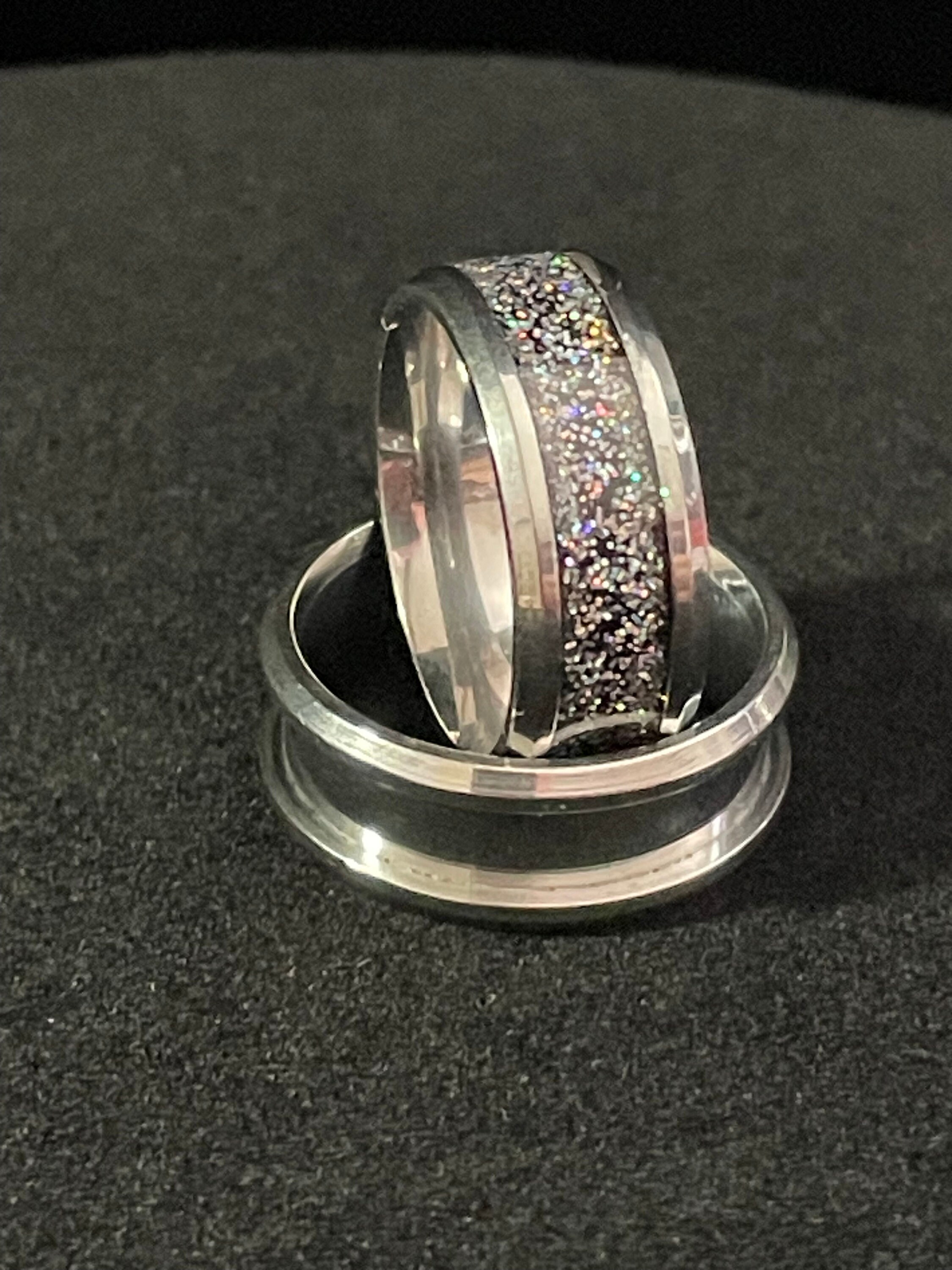 Black Holographic Inlay Ring, Holographic Inlay Ring, Resin Inlay ...