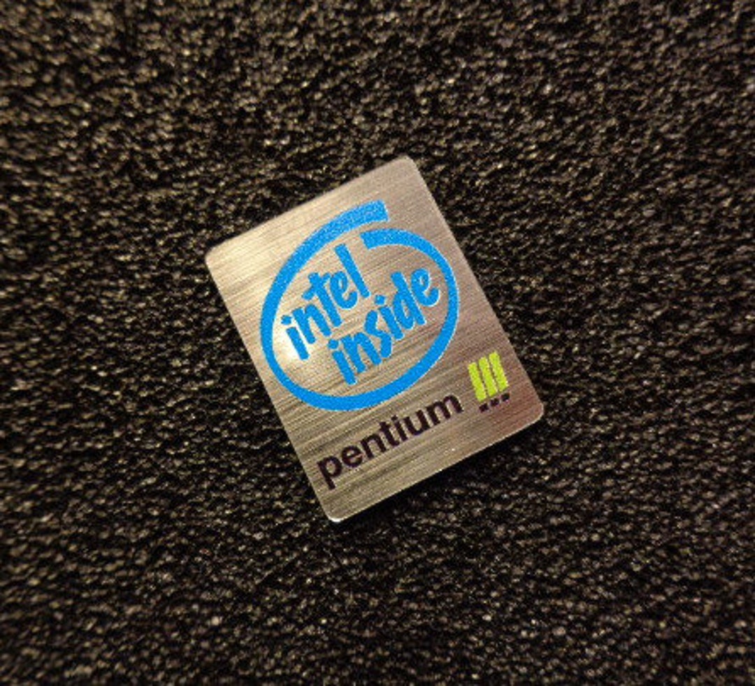 Pentium 3 Logo Emblem Badge spazzolato adesivo in alluminio 24 x 19 mm ...