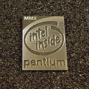Pentium MMX Logo Emblem Badge Brushed Aluminum Adhesive 28 X 21 Mm 419 ...