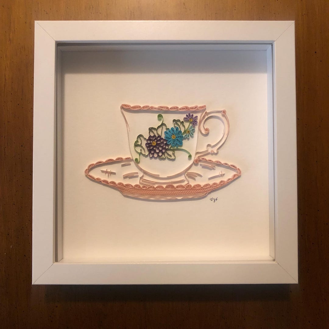 8” X 8” Framed Quilled Teacup Art - Etsy