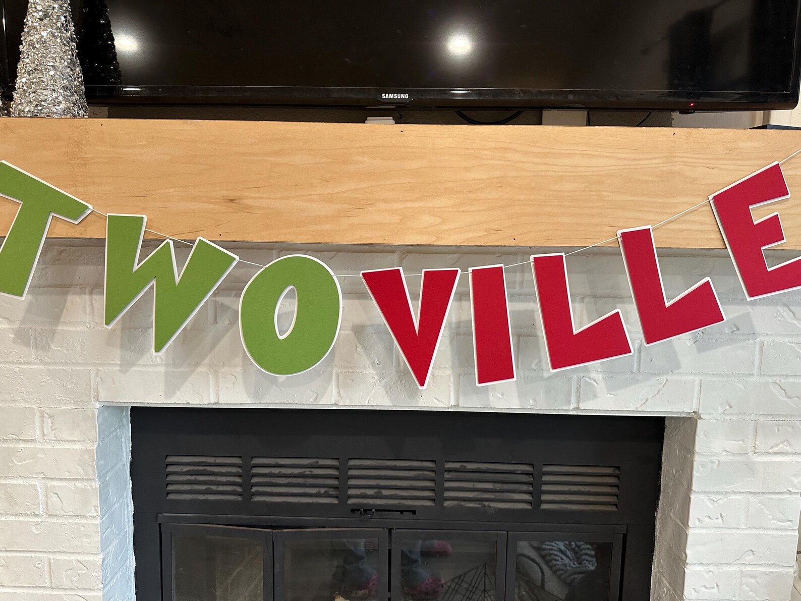 Twoville Birthday Banner in Custom Colors | Red and Green Christmas ...