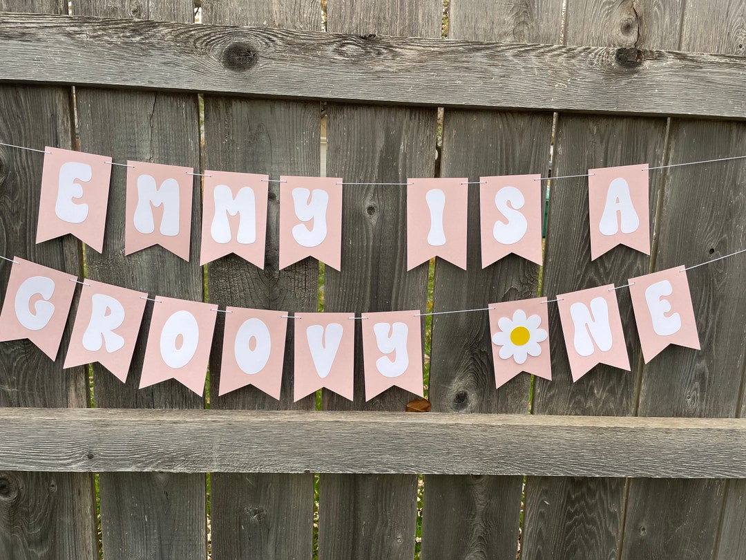 Groovy One Birthday Banner | Retro Personalized Groovy Birthday Banner ...