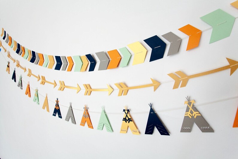 Set of 3 Tribal Banners in Custom Colors | Tribal Party Banners | - Etsy