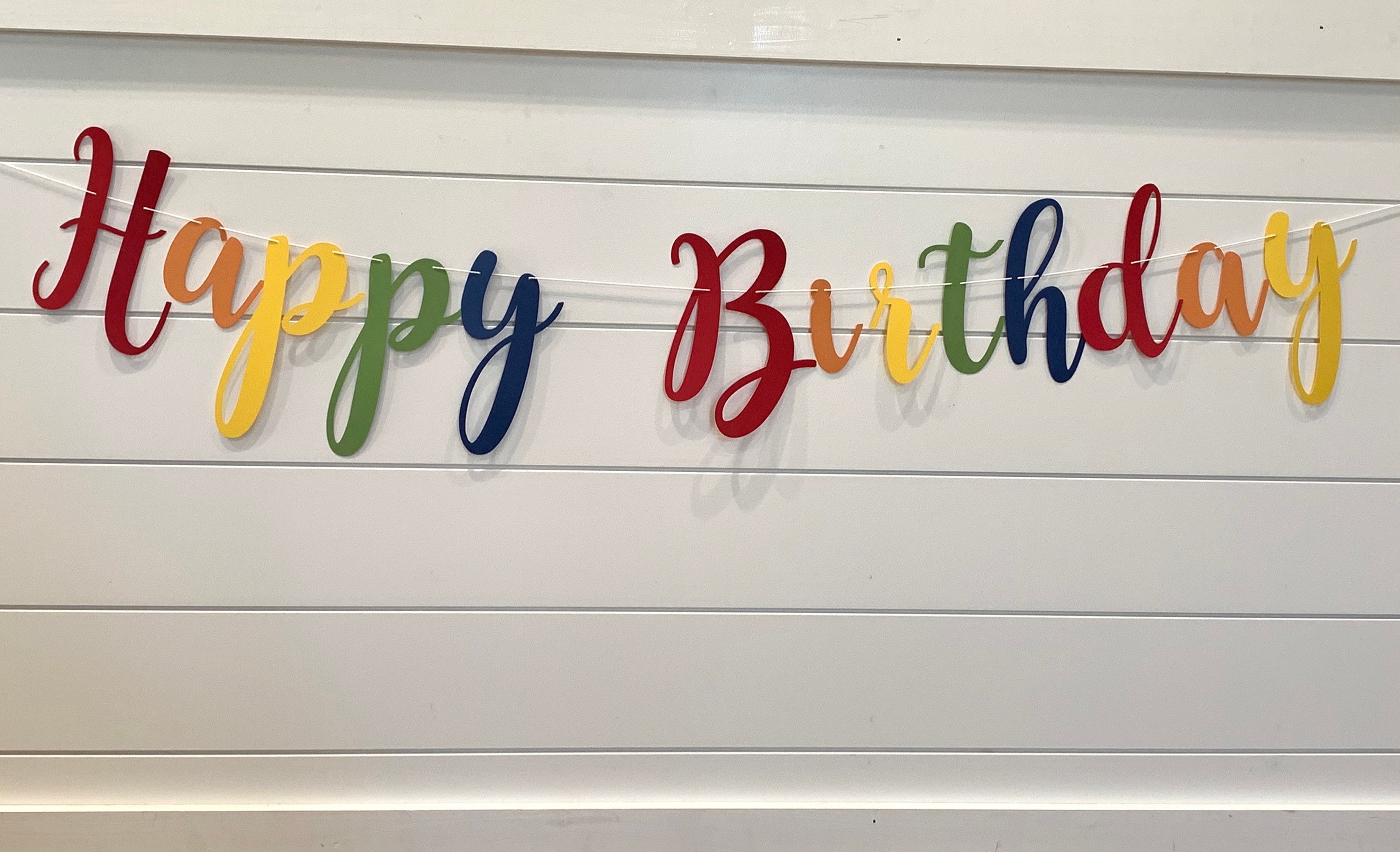 Happy Birthday Script Banner Rainbow Happy Birthday Banner - Etsy