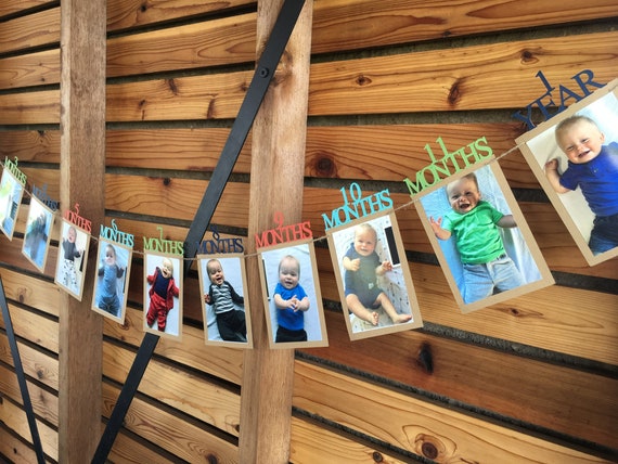 Monthly Photo Banner in Custom Colors First Year Photo | Etsy