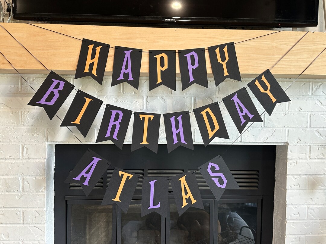 Halloween Happy Birthday Banner | Orange and Purple Happy Birthday ...