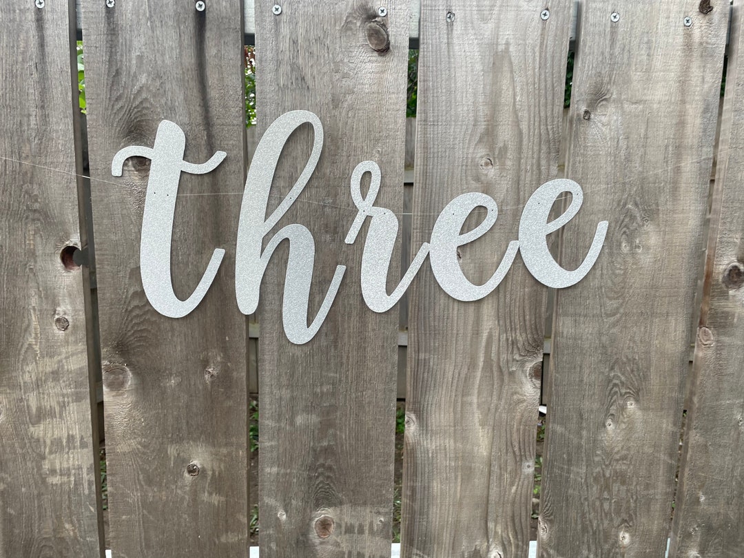 Script Three Banner in Custom Colors | Three Banner| Third Birthday ...