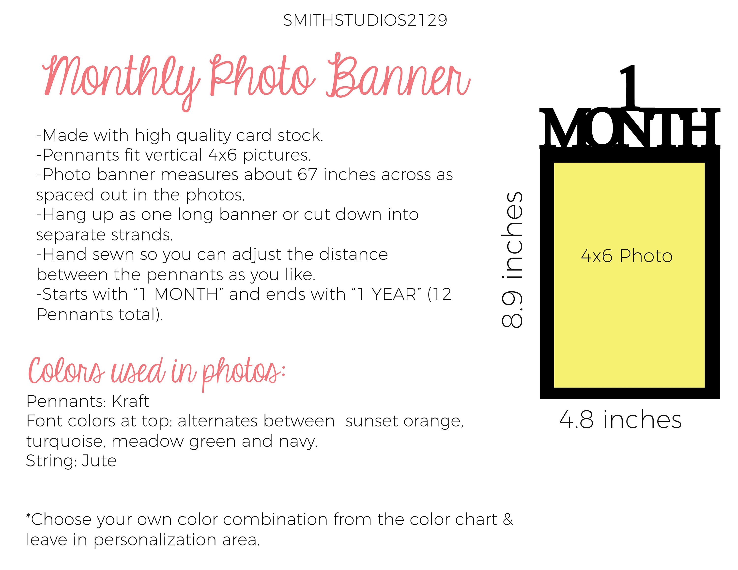 Monthly Photo Banner in Custom Colors First Year Photo - Etsy