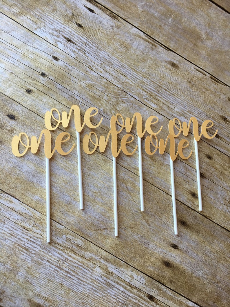 One Cupcake Toppers Set of 12 Toppers One Toppers First | Etsy