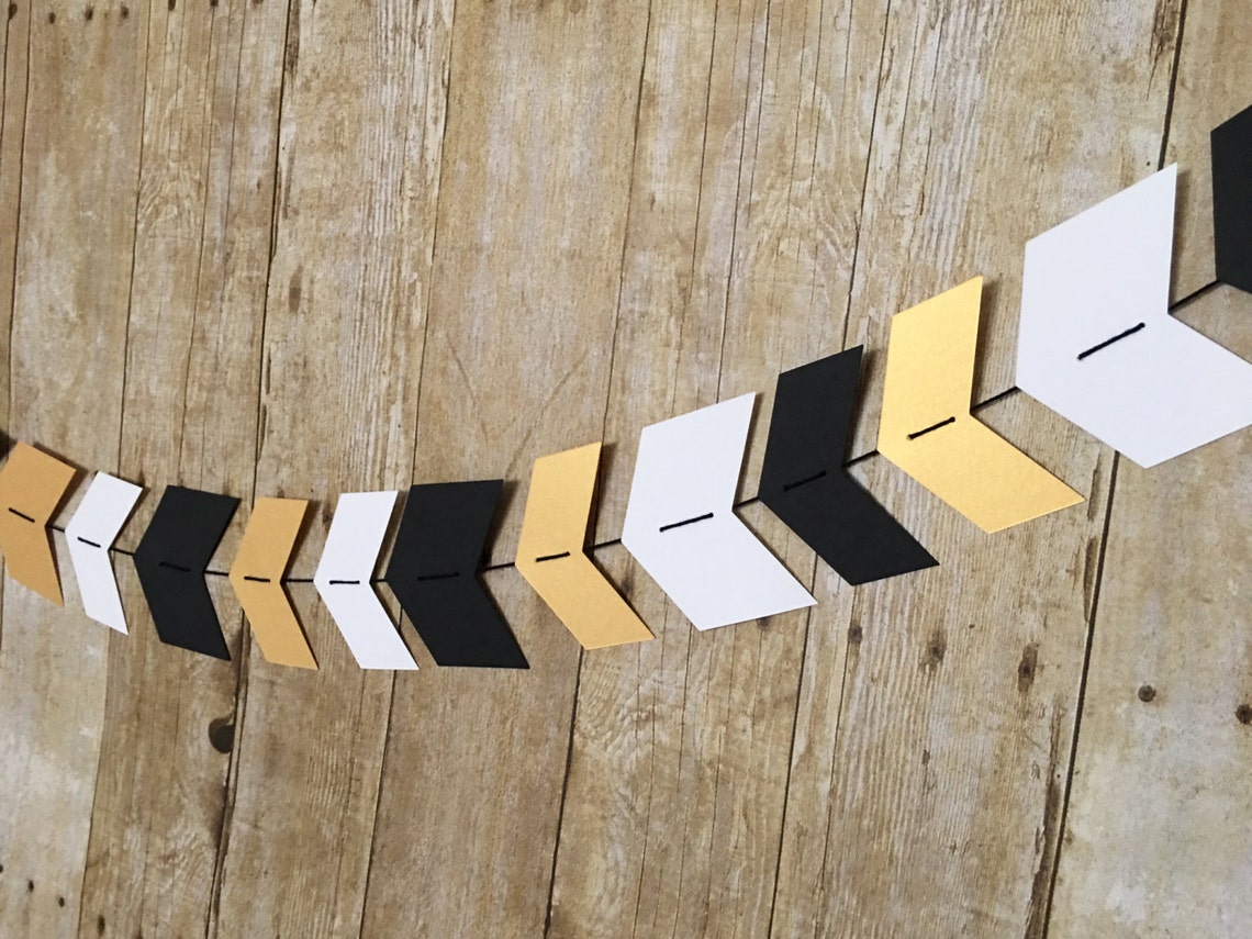 Black Gold and White Chevron Arrow Garland Black & Gold - Etsy