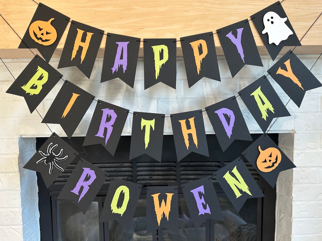 Personalized Halloween Happy Birthday Banner - Etsy