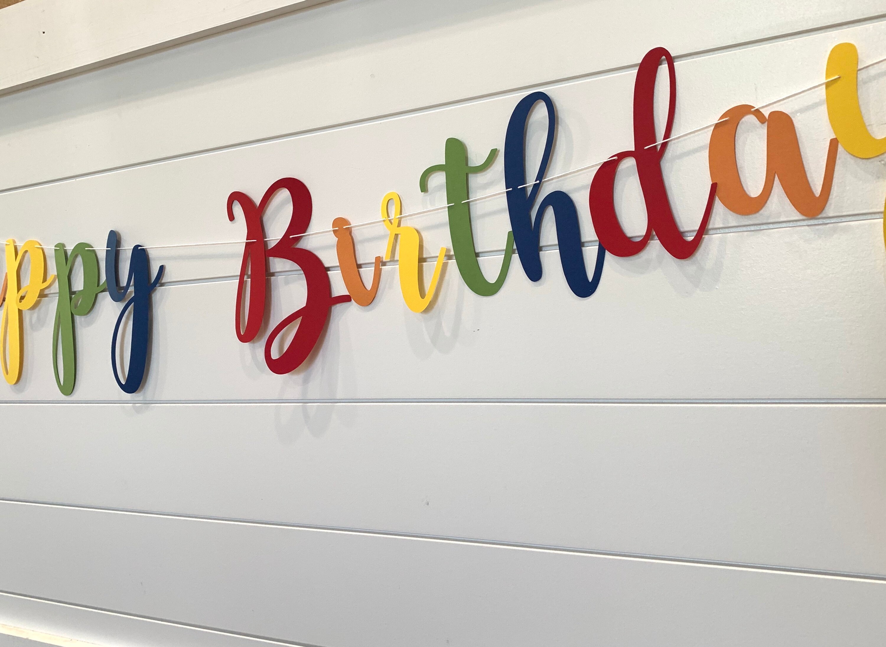 Happy Birthday Script Banner Rainbow Happy Birthday Banner - Etsy