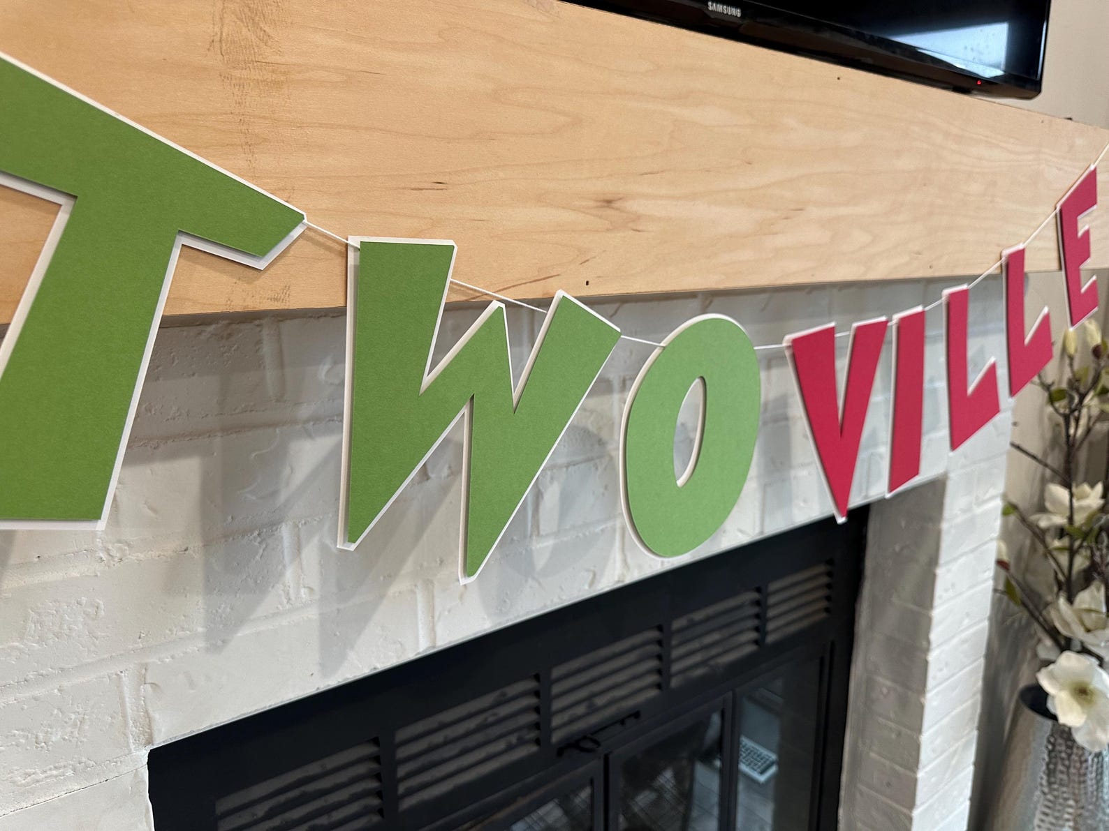 Twoville Birthday Banner in Custom Colors | Red and Green Christmas ...