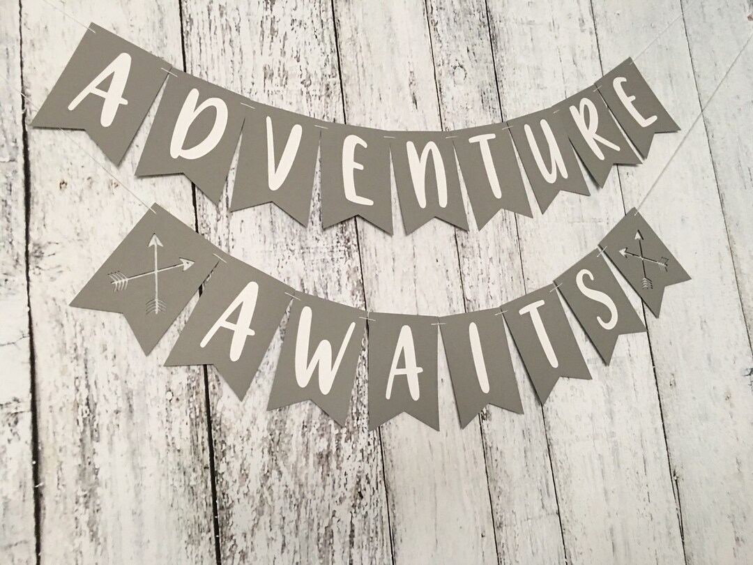 Adventure Awaits Banner in Custom Colors | Graduation Banner | Baby ...