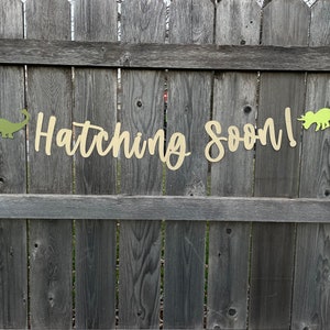 Hatching Soon Dinosaur Banner | Dinosaur Baby Shower Decor - Etsy