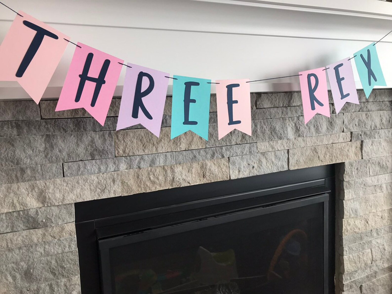 Three Rex Cardstock Banner 3 Rex Banner Dinosaur Party | Etsy