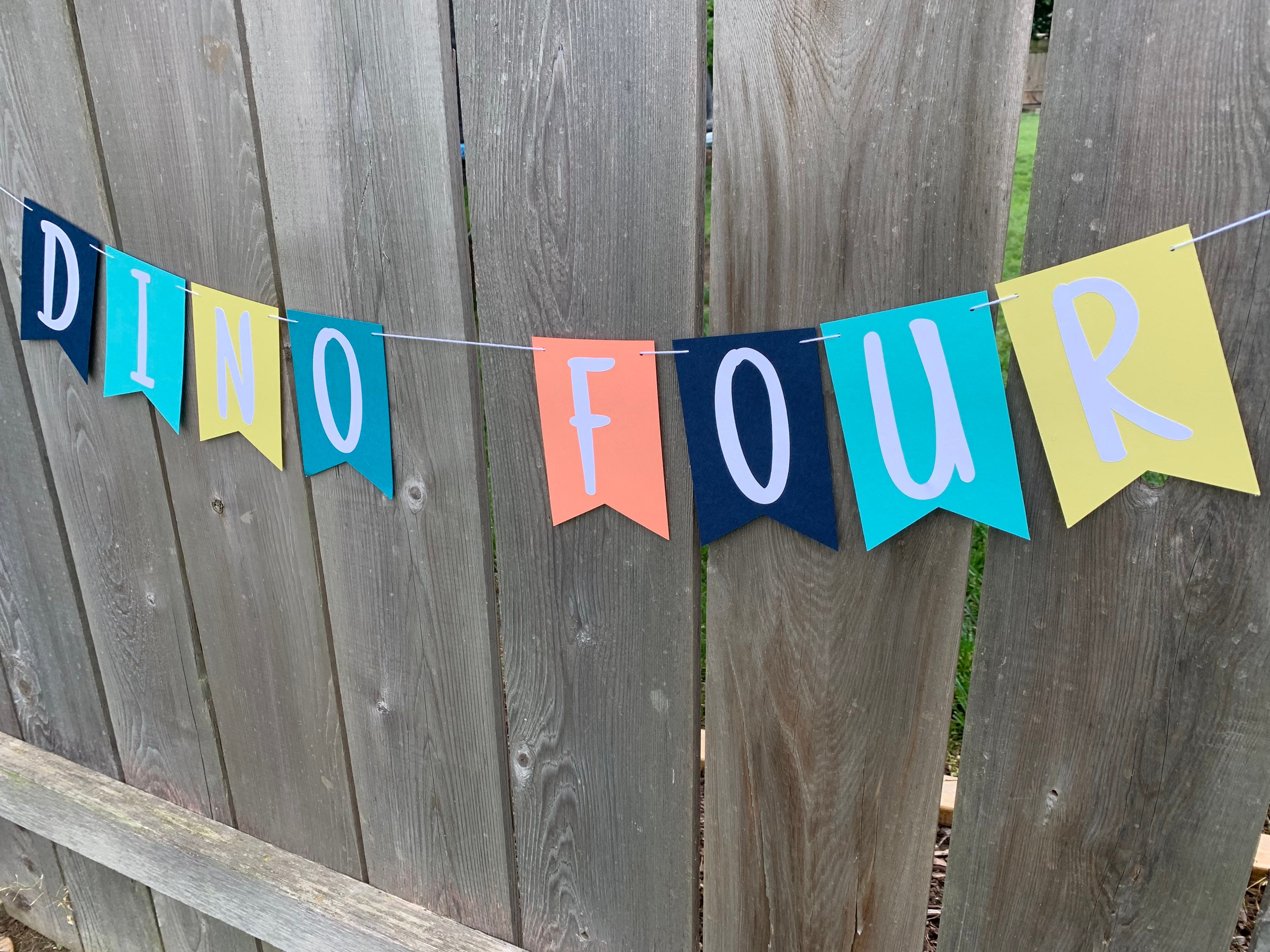 Dino Four Banner Dinosaur Party Decorations Dinosaur - Etsy