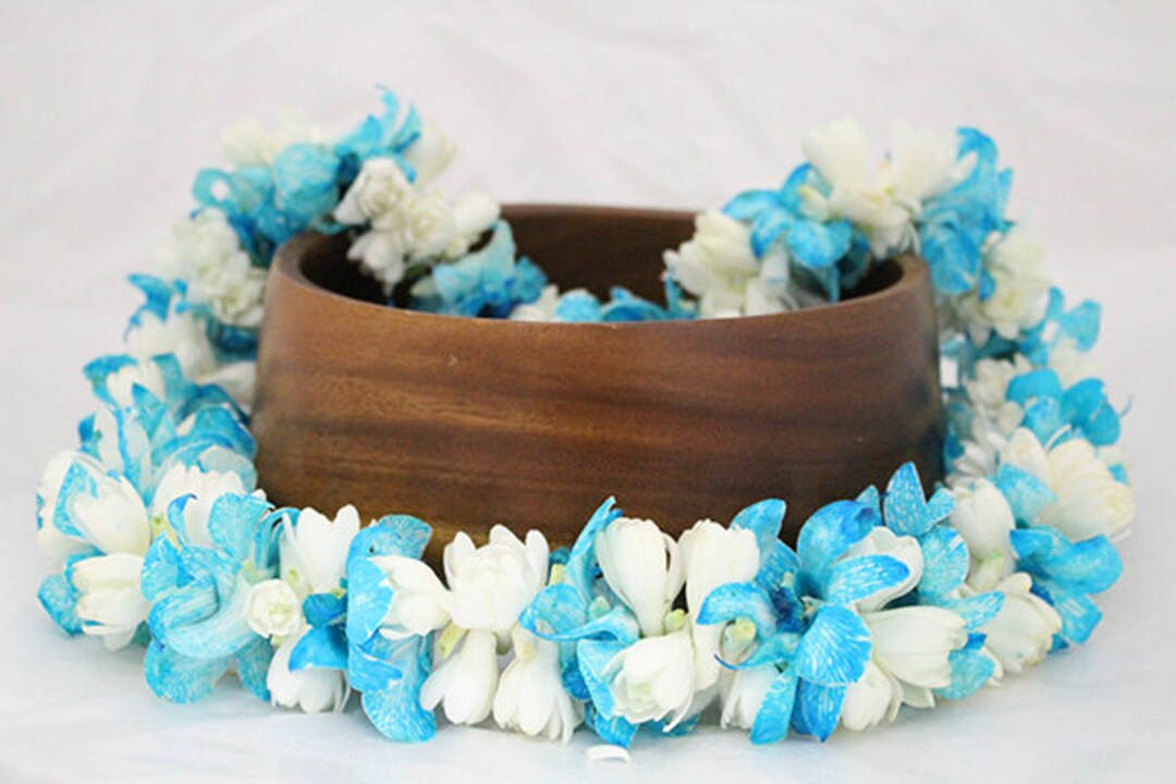 Fresh Lei "double Tuberose With Lt. Blue Tinted Orchids" - Fresh Flower ...