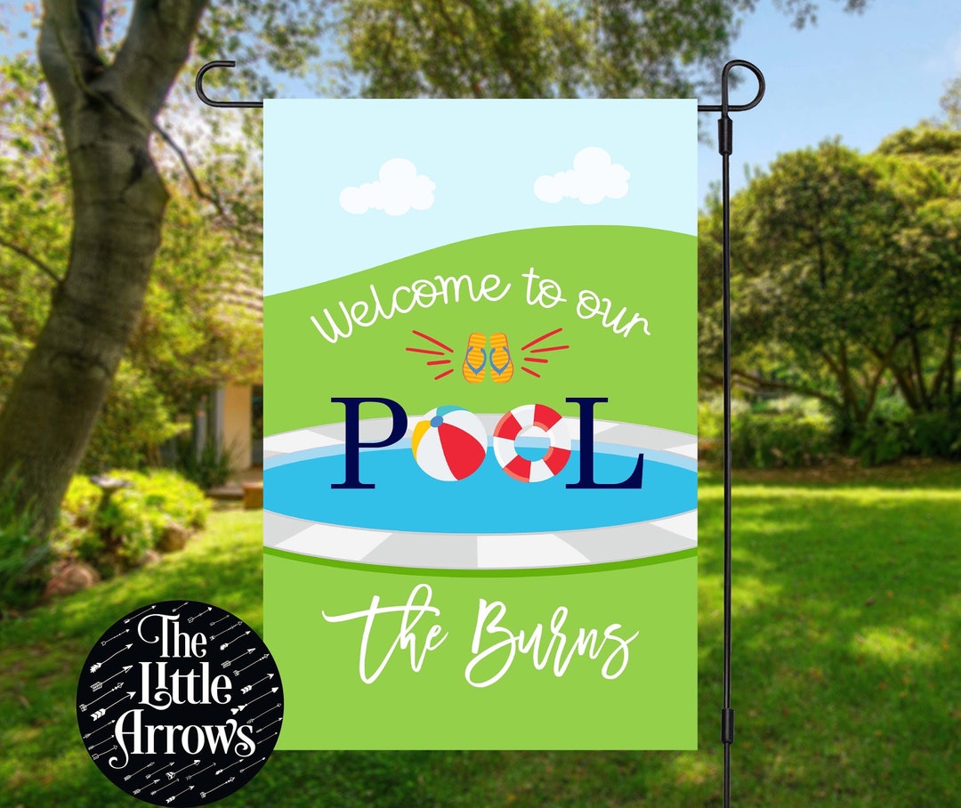 Pool Flag Summer Yard Flag Personalized Yard Flag Monogram Garden Flag ...