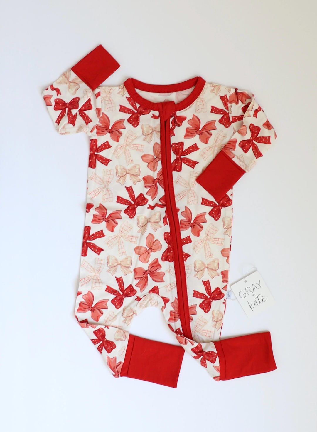 Red Bows Holiday Baby Girl Pajamas Bow Pj's Girl Bamboo Christmas ...