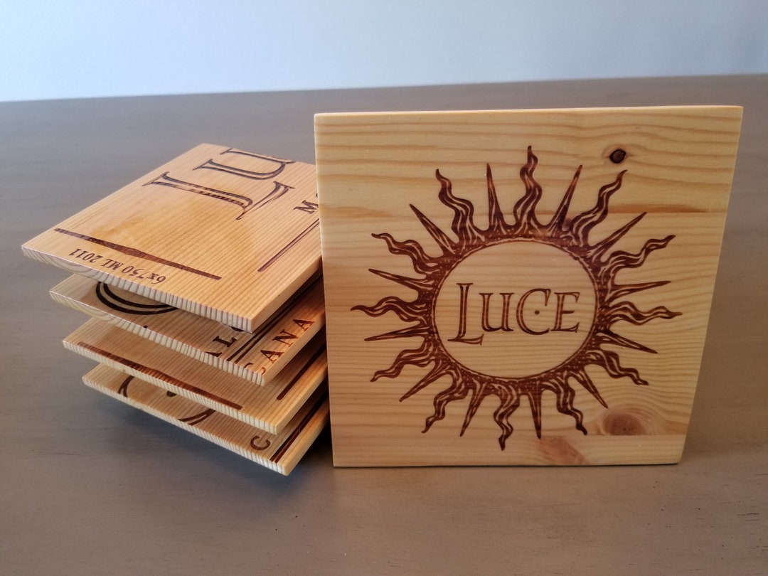 Napa Winery Coasters, Luce Wines Box Coasters, Handmade Wood Coaster ...