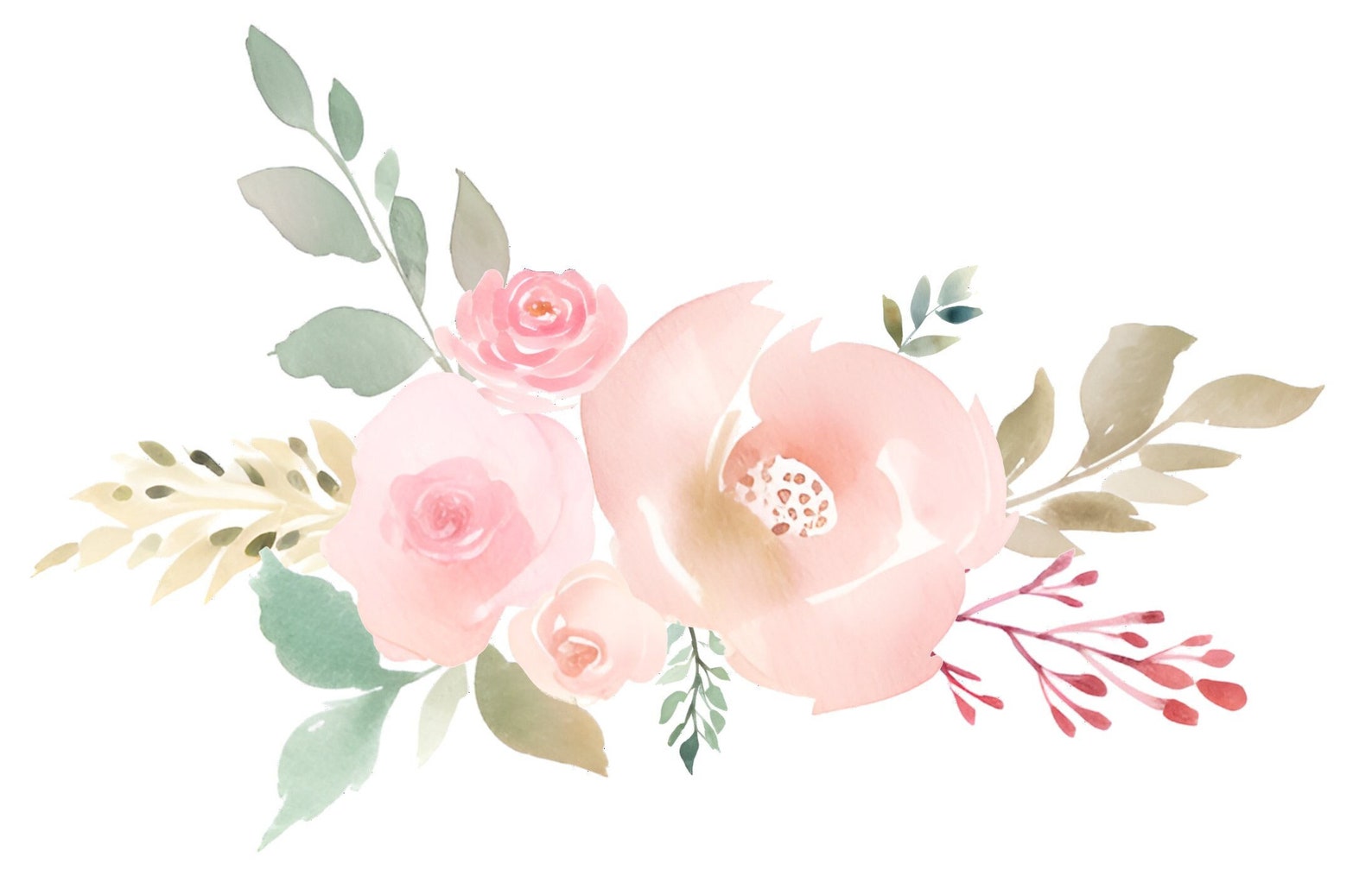 Watercolor Floral Pink Clipart Bouques Free Commercial Use Flowers ...