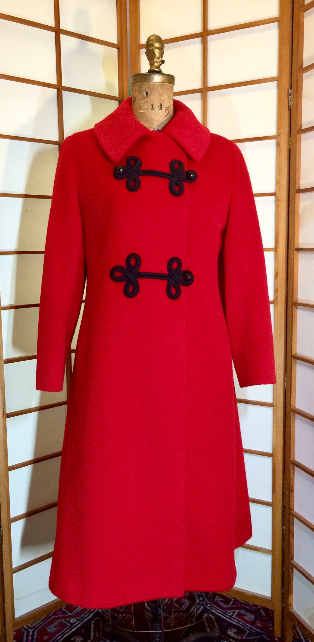 Red Stevens Forstmann Coat Wool Asian Inspired Vintage 60s M/L - Etsy