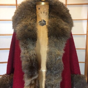 50s 60s Red Thick Nubby Wool and Fully Lined Fox Fur Swing - Etsy